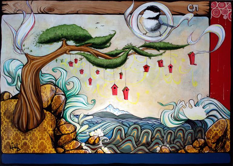 The Keeper Tree's Red Collection Painting by Jesse Link | Saatchi Art