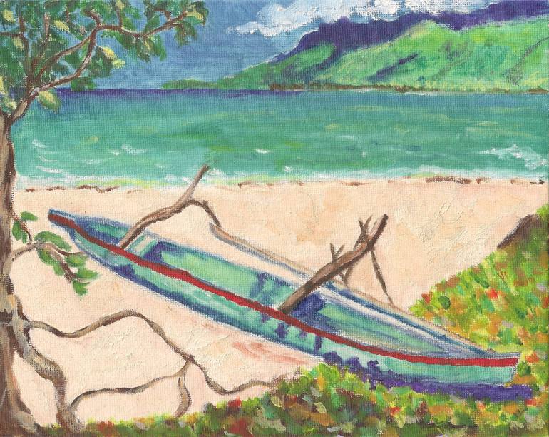 Tahiti Outrigger Painting by Maggie McFarland | Saatchi Art
