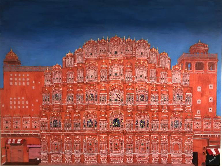 Hawa Mahal – The Palace of Winds Painting by Bharat Kasana | Saatchi Art