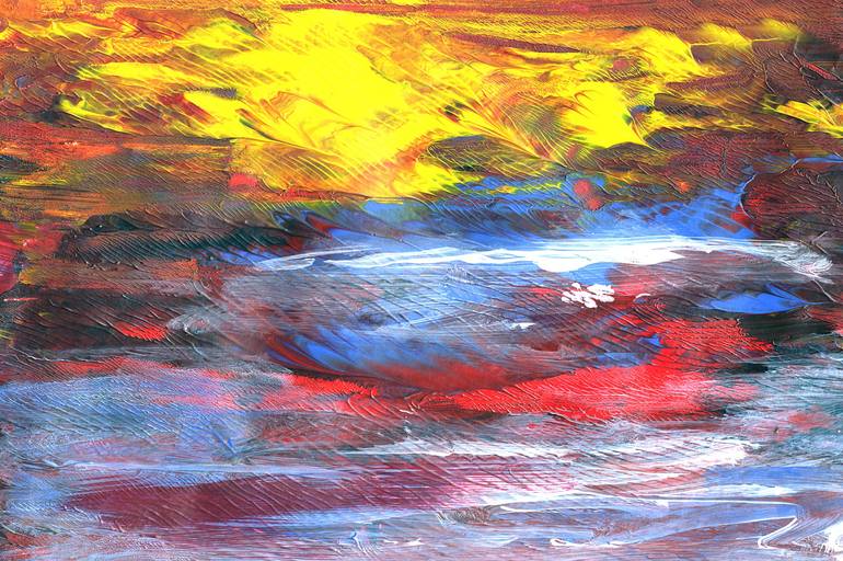 Red Sunset Prelude Painting by Azure Azure | Saatchi Art