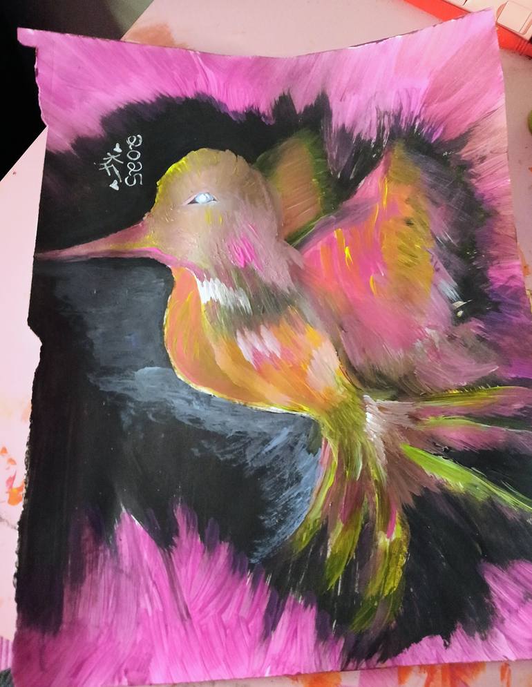 Hummingbird Painting by Katerina Flickner | Saatchi Art