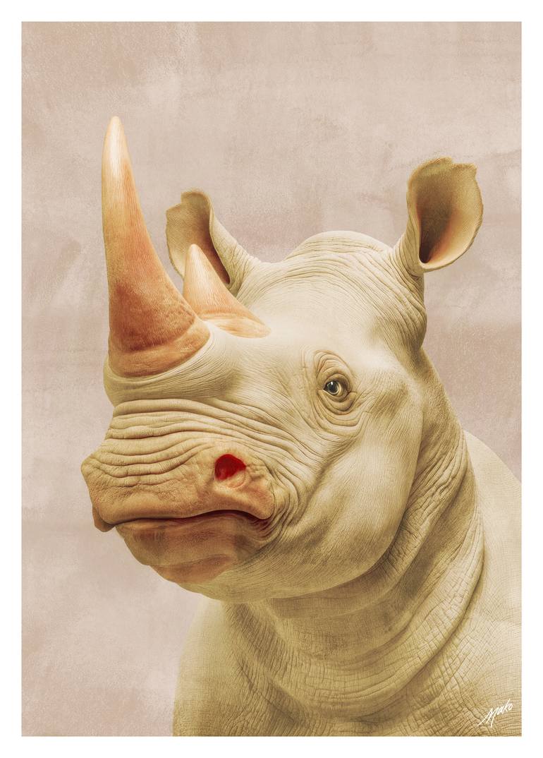 Rhinoceros I - Print (Limited Edition of 25) Mixed Media by Mako Arts ...