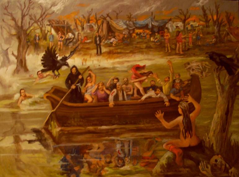 Squatters along the River Styx Painting by Douglas Manry | Saatchi Art