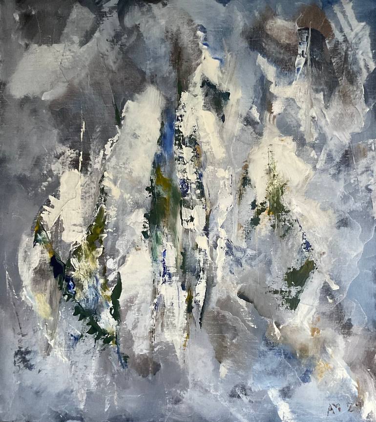 Snow in the forest Painting by Auke Mulder | Saatchi Art