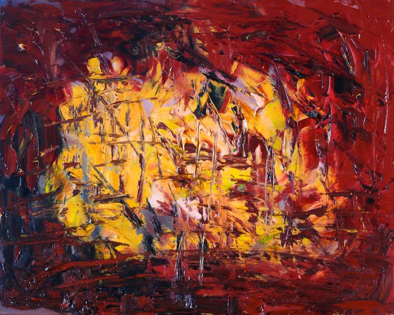 Burning airplane Painting by Auke Mulder | Saatchi Art