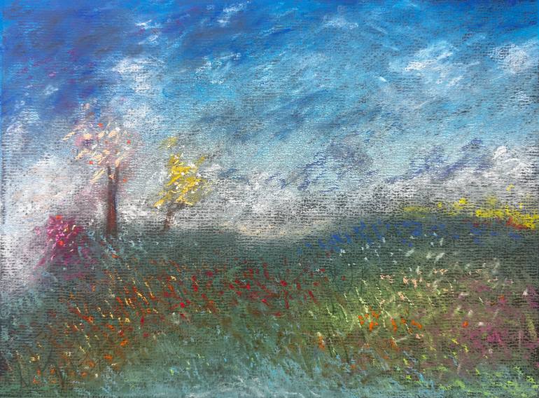 Three Tree Landscape Drawing by Darwin Stead | Saatchi Art