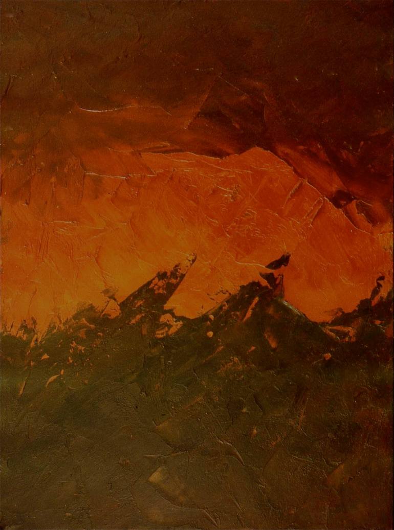 Mountain Sunset Painting by Chris Riley | Saatchi Art