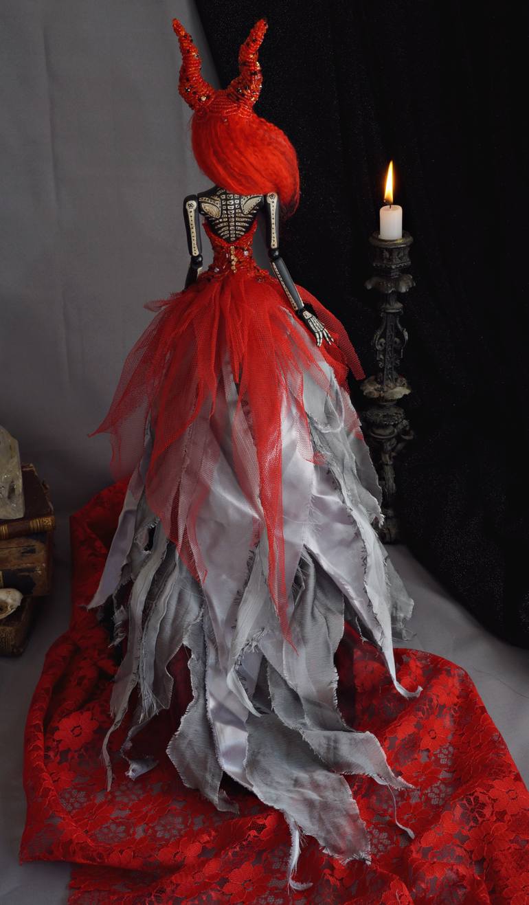 Seraphine She-Devil art doll Sculpture by Liene Berzina | Saatchi Art