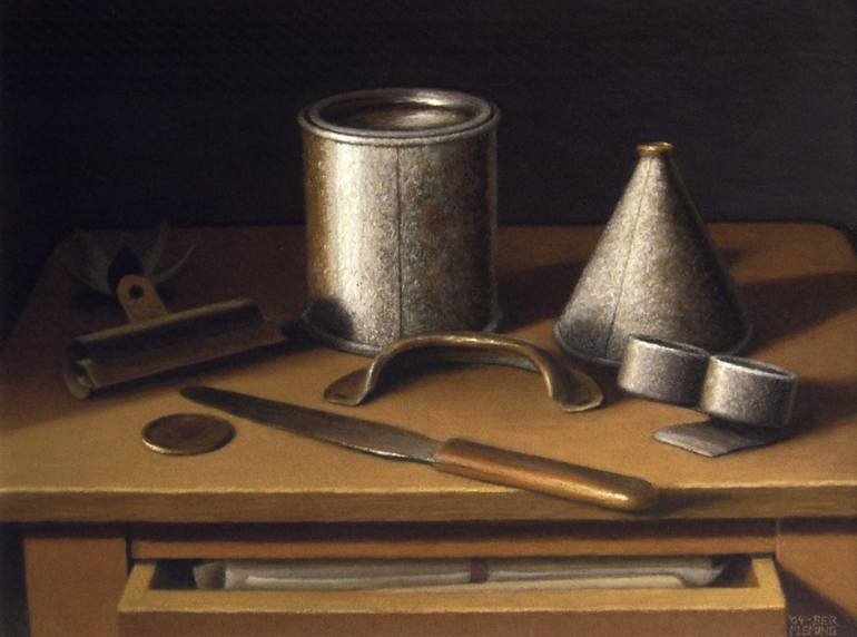 Metal Objects. Pastel on paper. 30x40cms. Painting by BERNARD FLEMING ...