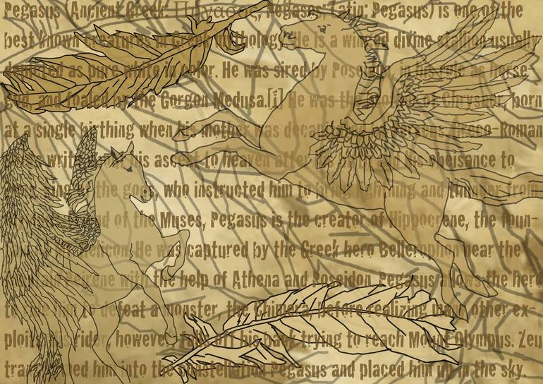 Mythical Layers Pegasus Drawing by Katrina James | Saatchi Art