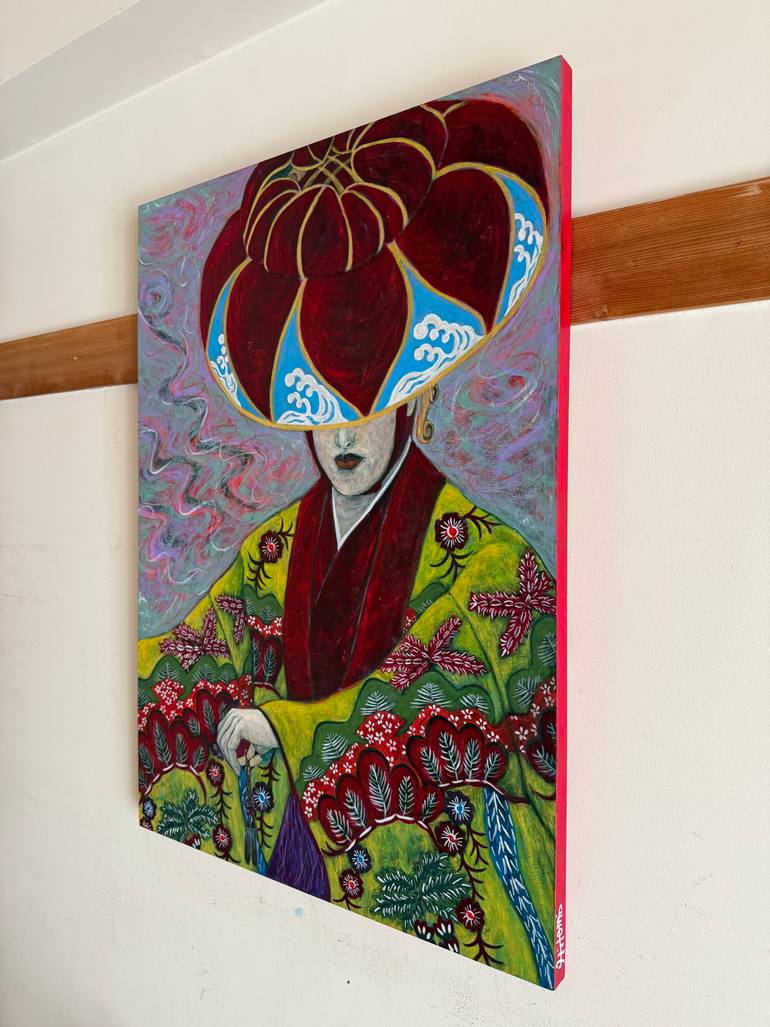 Secret Beneath the Hanagasa I Painting by Hitomi Mitarai | Saatchi Art