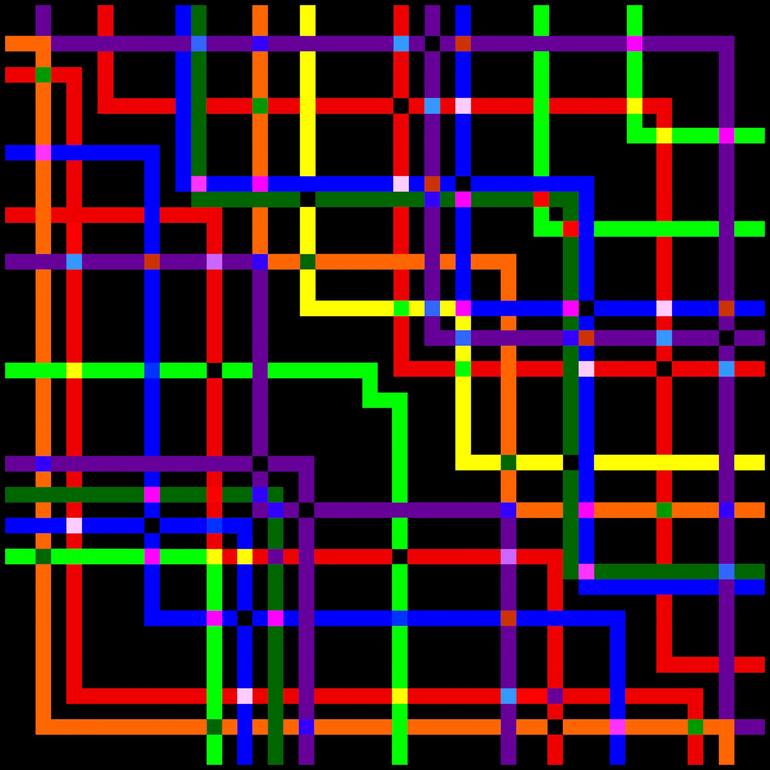 LA Composition of Lines and Squares 1 Mixed Media by Peter Moore ...
