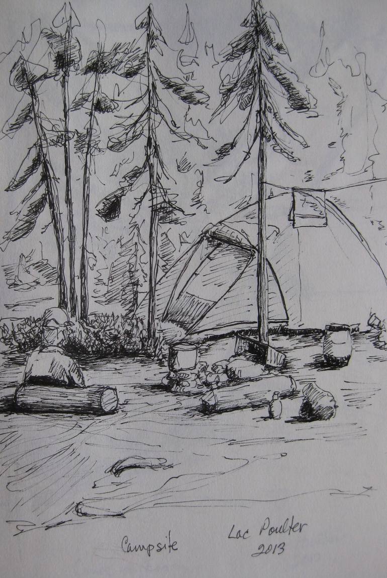 Campsite Drawing by Wayne Leus | Saatchi Art