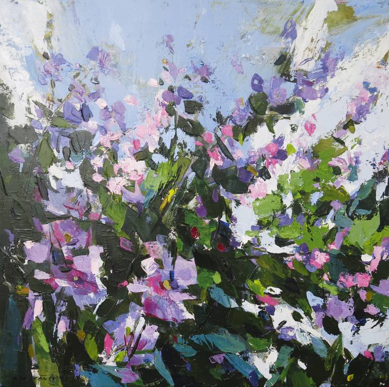 purple flowers Painting by Artist Chu Van | Saatchi Art