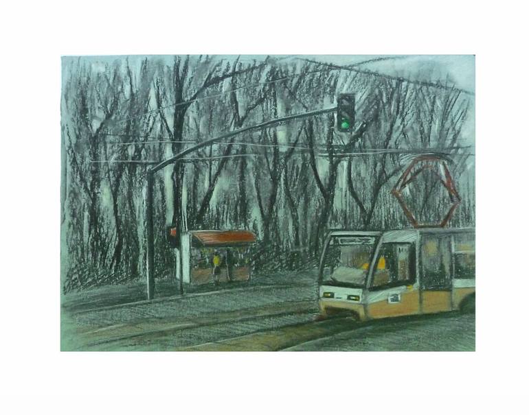 Streetcar tracks Drawing by Zhanna Kanevskaya | Saatchi Art