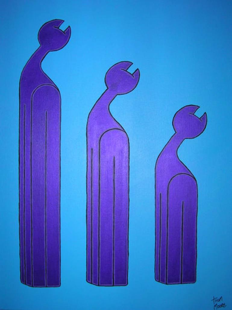 Three Cats Painting by Thom Moore | Saatchi Art