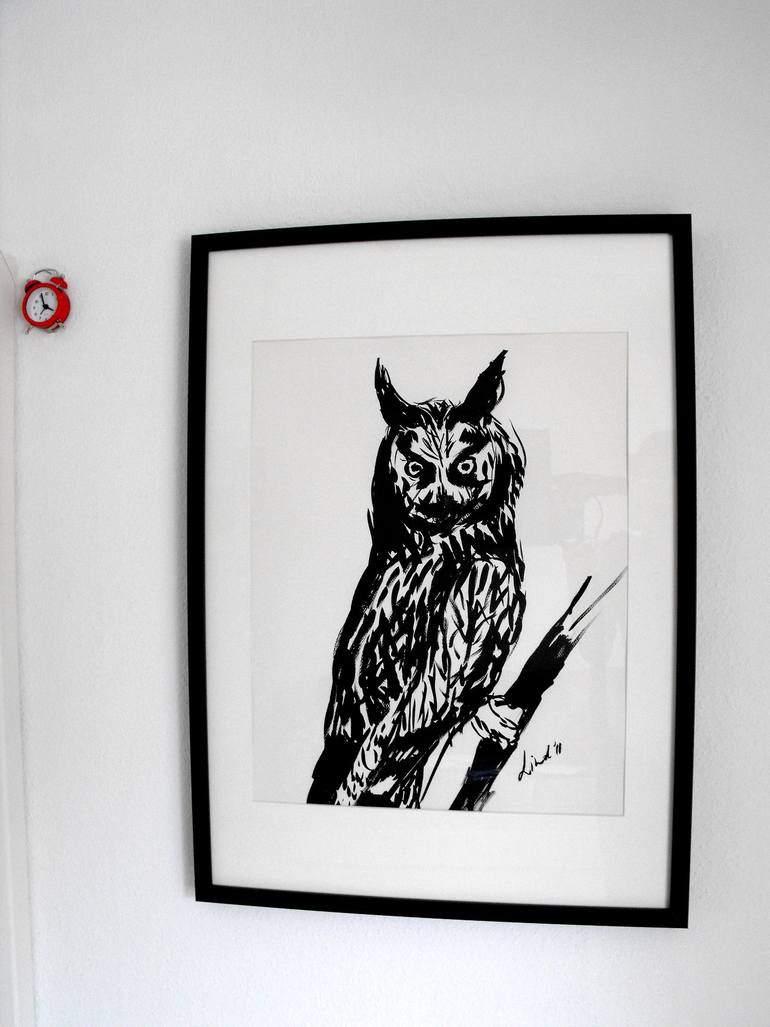 The owel Drawing by Linda Jaks | Saatchi Art
