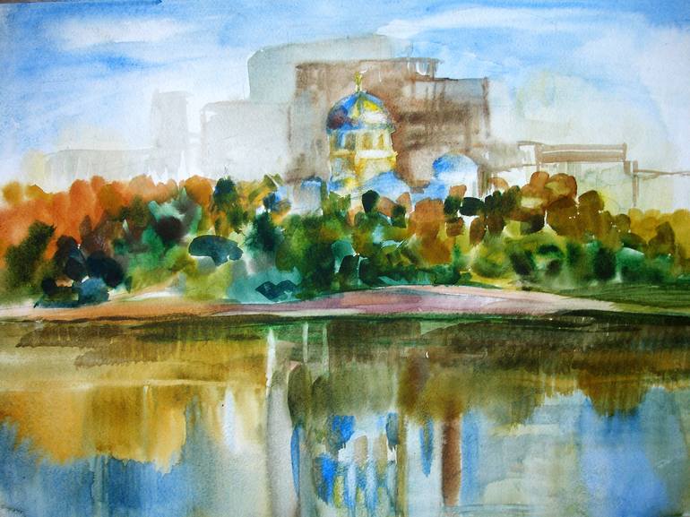 Blue Church Painting by Teona Yamanidze | Saatchi Art