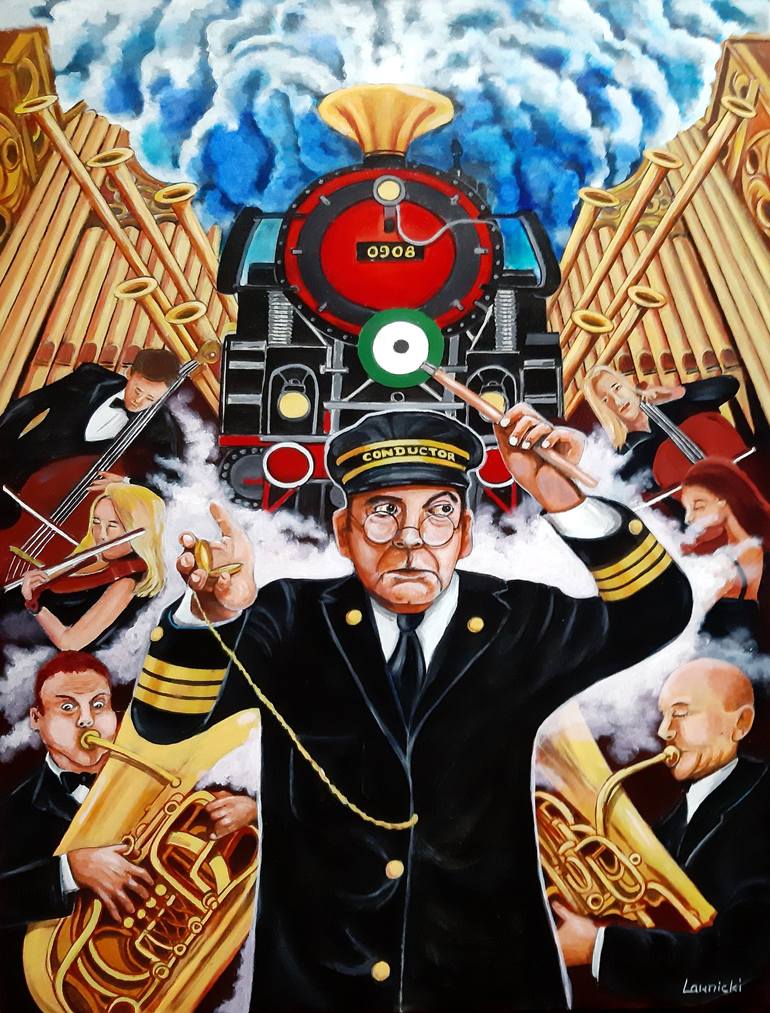 '' Conductor '' Painting by Lucjan Albin Lawnicki | Saatchi Art