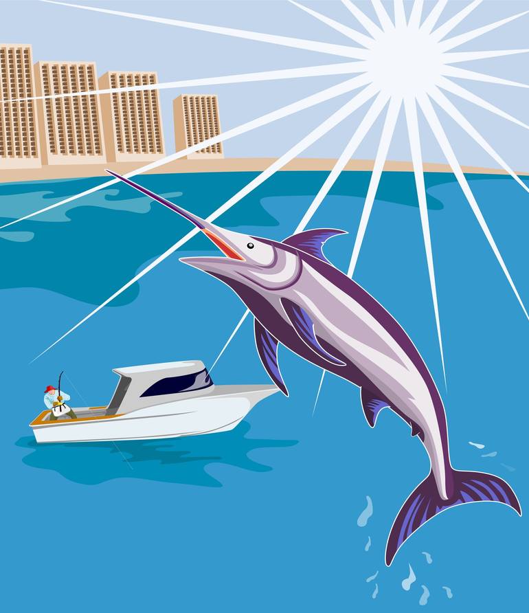 Marlin Jumping Art