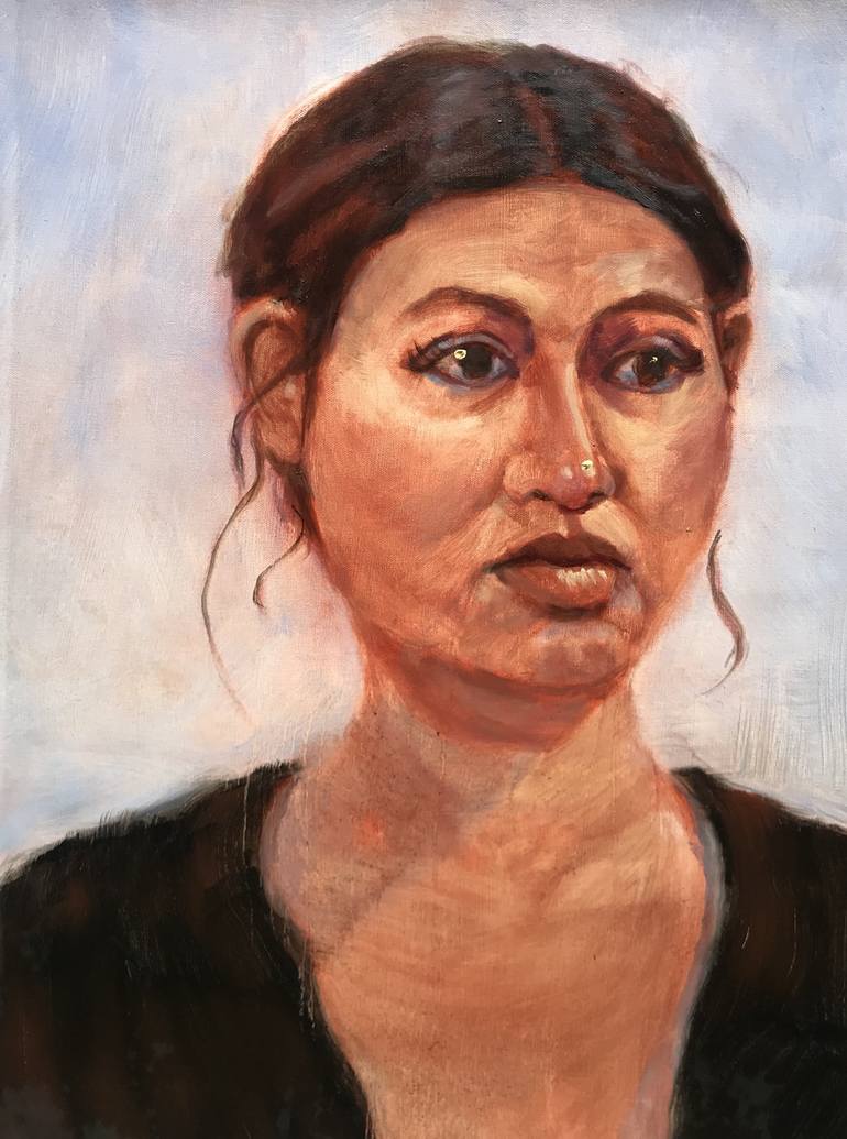 Raina in a Black Shirt Painting by M Susan Broussard | Saatchi Art