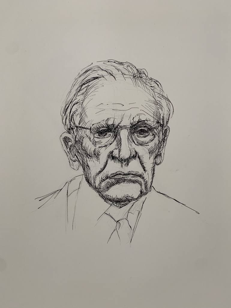 A Worried Bob Woodward Drawing by M Susan Broussard | Saatchi Art