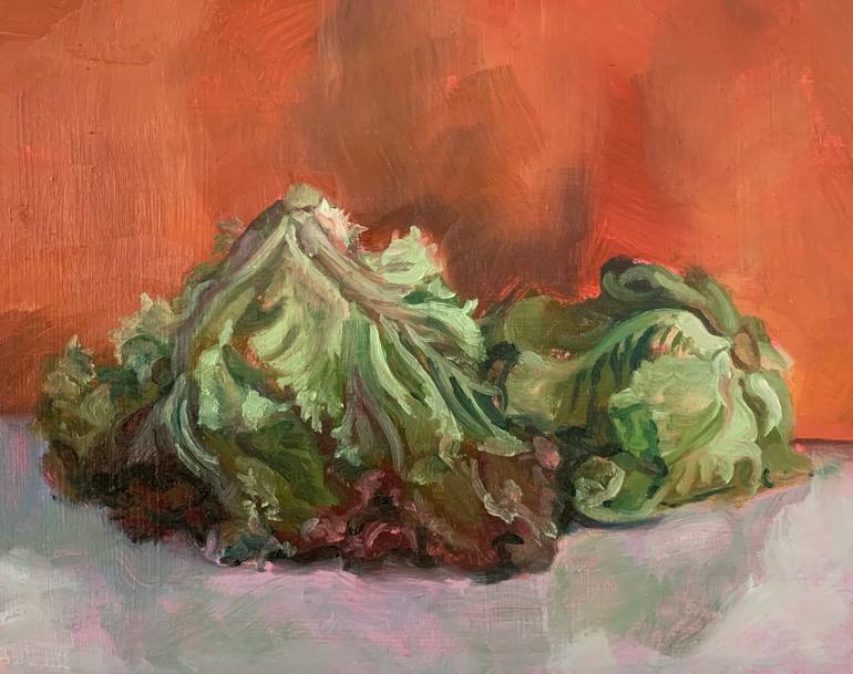 Red Leaf and Limestone Lettuces Painting by M Susan Broussard | Saatchi Art