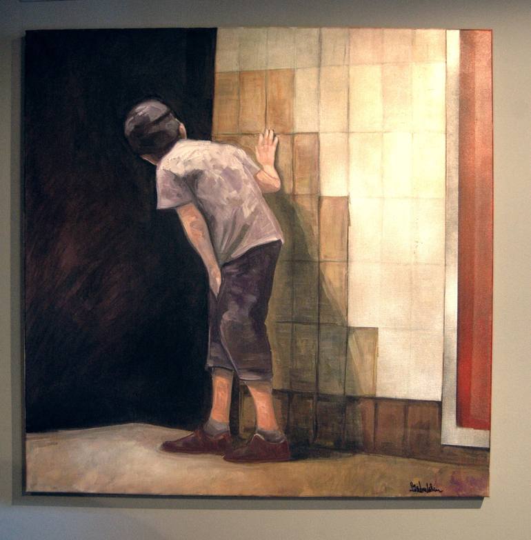 Kid waiting for the train Painting by Cosmin Tudor Sîrbulescu | Saatchi Art