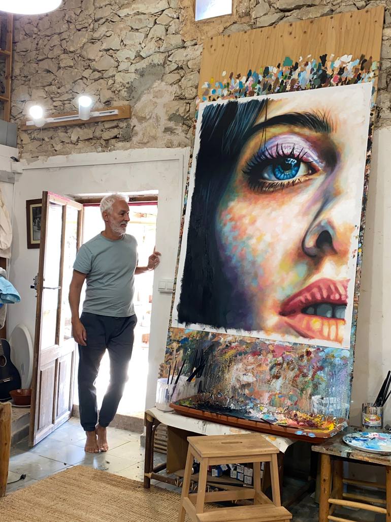 Pink and blue close up Painting by Thomas Saliot | Saatchi Art