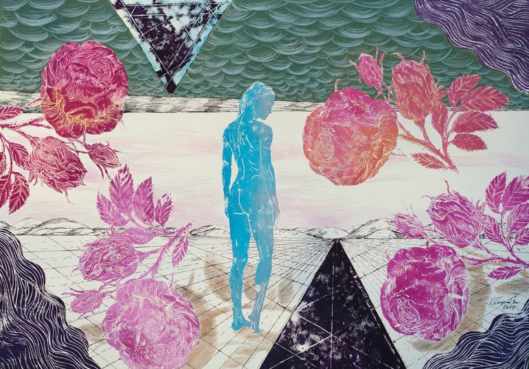 Unfading flowers - from the series Girl and Millefleur Painting by ...
