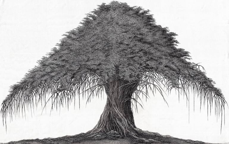 Banyan Tree Painting by Shoffan Hidayat | Saatchi Art