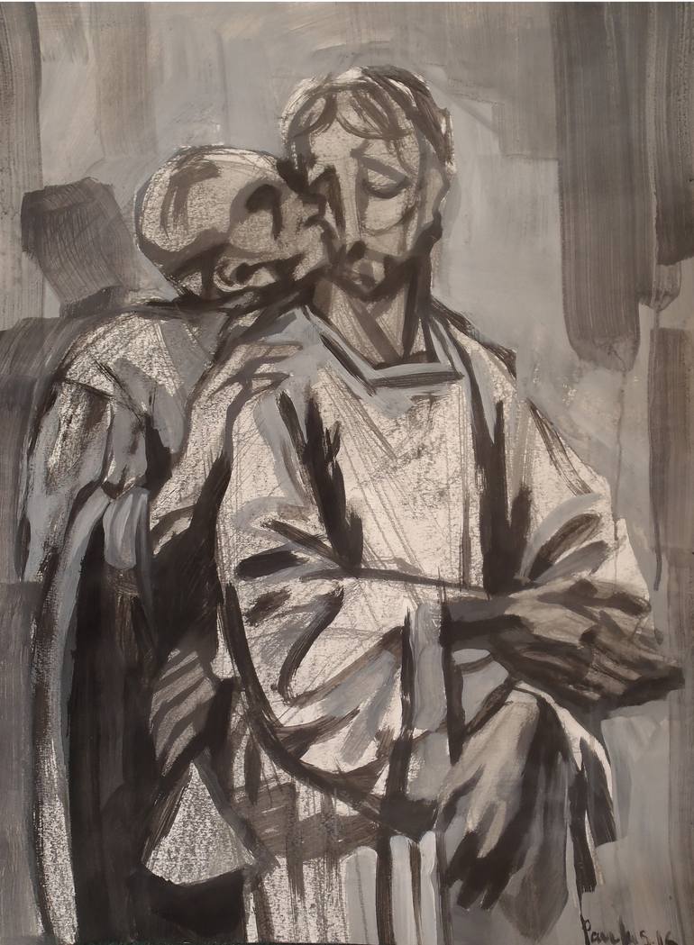 Apostol of Jesus kisses Drawing by Paulus Hoffman | Saatchi Art