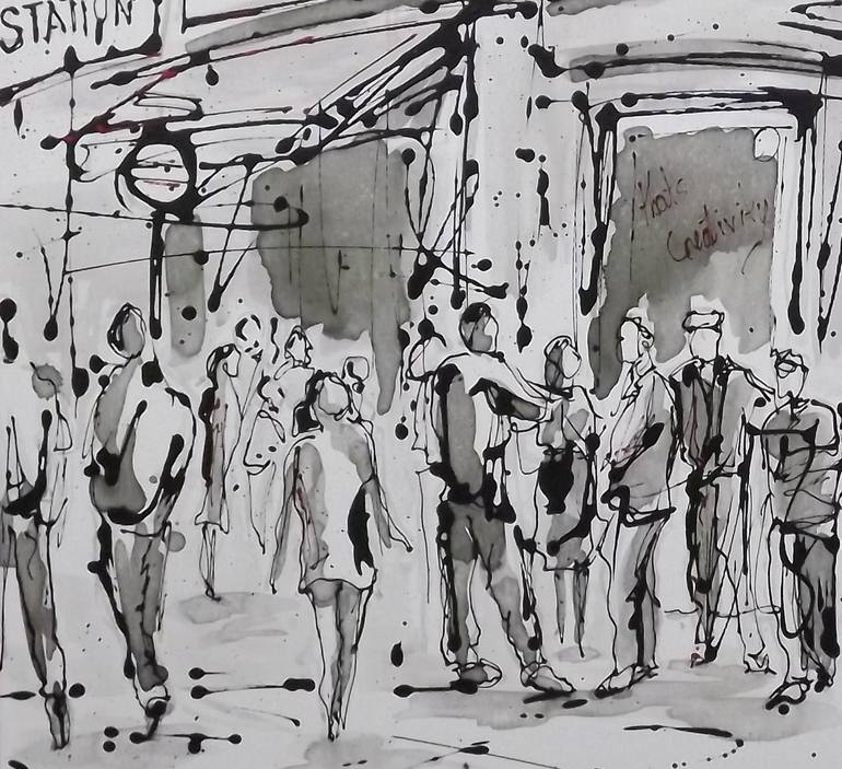 covent gdn tube Painting by keith mcbride | Saatchi Art