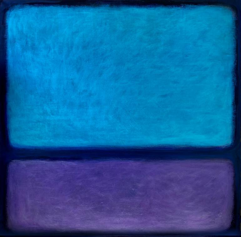 Mid Century Modern Aqua Beach Purple Sunset after Rothko Painting by ...