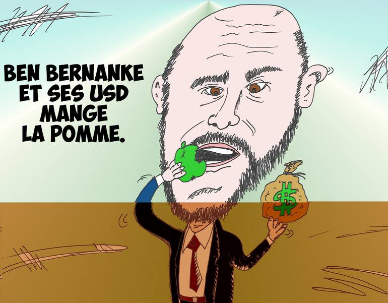 Caricature de Ben BERNANKE et Apple Drawing by Binary Options | Saatchi Art
