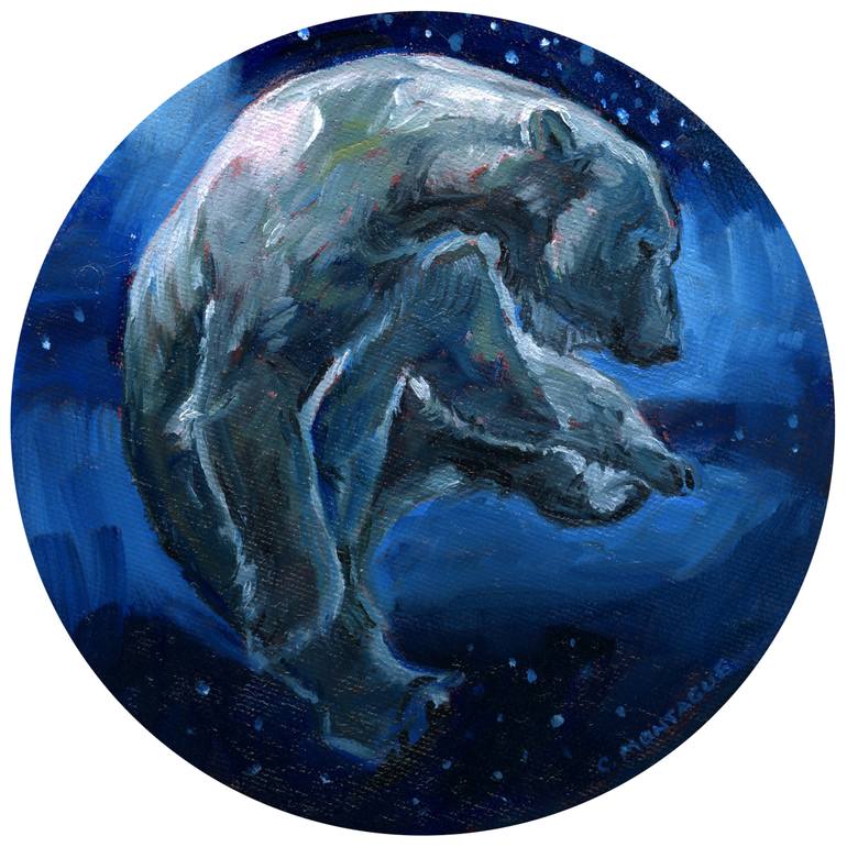 Polar Bear Afloat Painting by Christine Montague | Saatchi Art