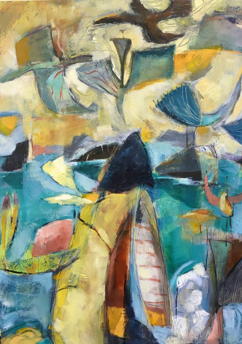 Birds and Rocks Painting by Kathryn Wills | Saatchi Art