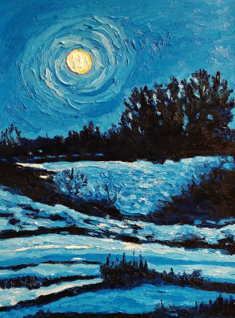 Winter Moon Painting by Susan Ross | Saatchi Art