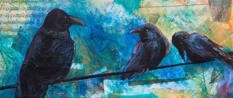 Grunge Ravens Painting by Kerrie Hubbard | Saatchi Art