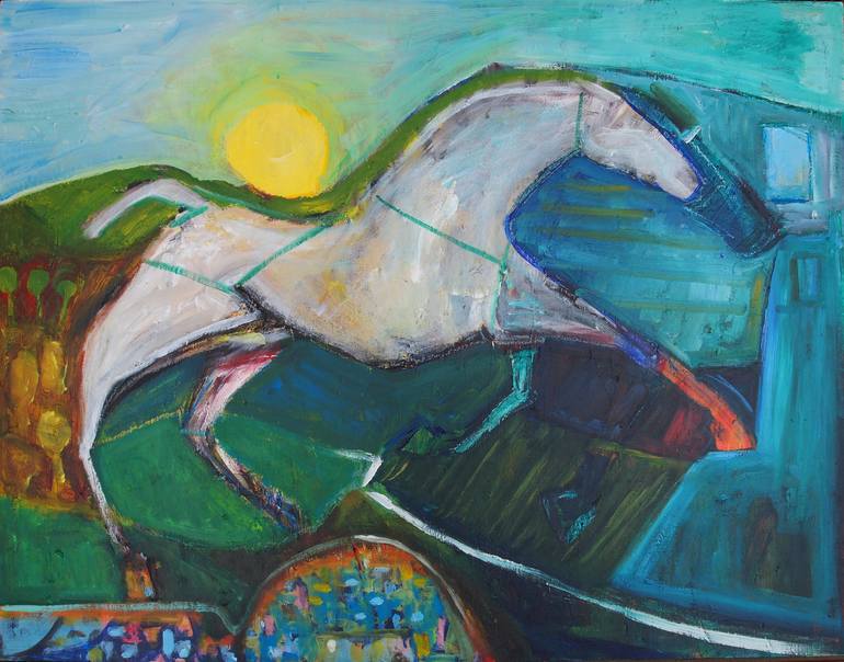 White Horse Painting by Colleen Shaw | Saatchi Art