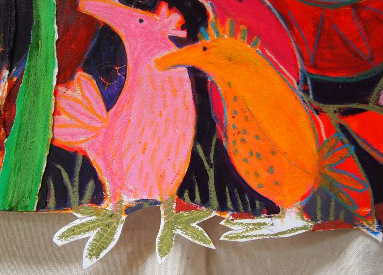 She's sitting on my tail. Painting by Colleen Shaw | Saatchi Art