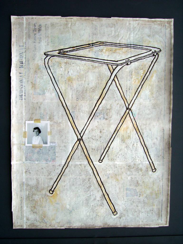 6 TV TRAYS (Set of 6 Separate Paintings in Natural Wood Frames ...