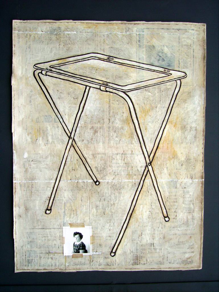 6 TV TRAYS (Set of 6 Separate Paintings in Natural Wood Frames ...