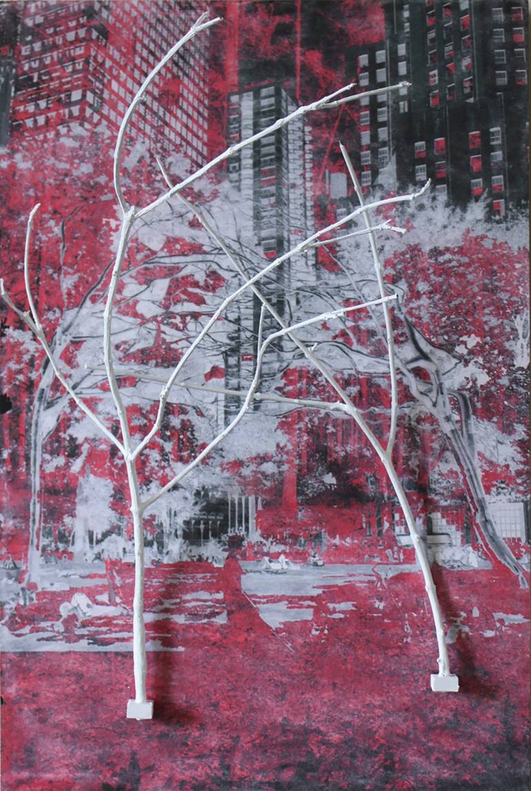 Red and White trees Collage by Fred Robeson | Saatchi Art