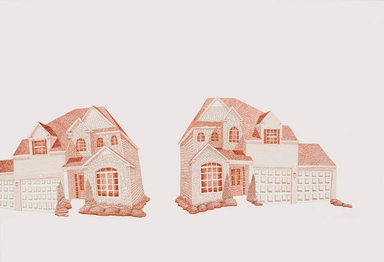 Two Brown Houses Drawing by Jessica Wohl | Saatchi Art