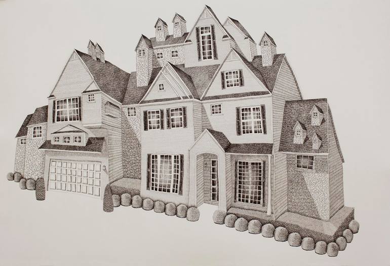 Monster House Black Drawing by Jessica Wohl | Saatchi Art