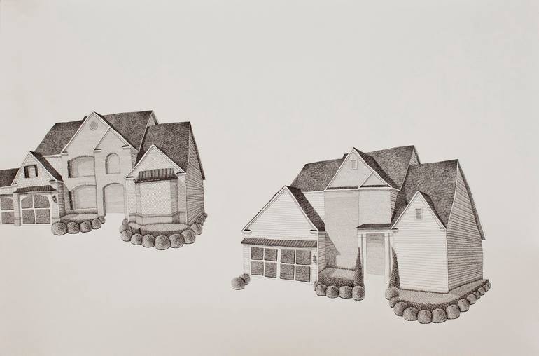 Blind Houses Black Drawing by Jessica Wohl | Saatchi Art