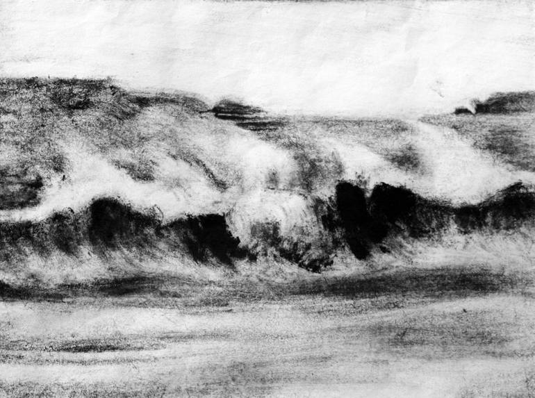 Waves Against the Wind, Newgale Beach, Wales Printmaking by Irene ...