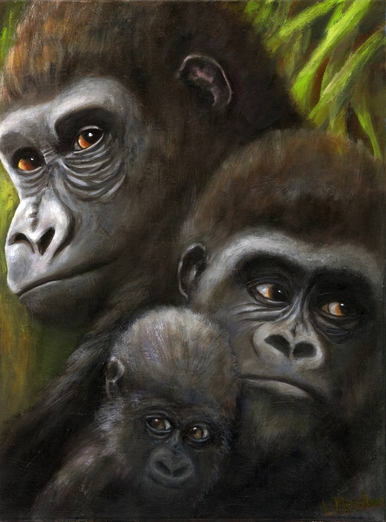 Gorilla group Painting by Laila Meadows | Saatchi Art