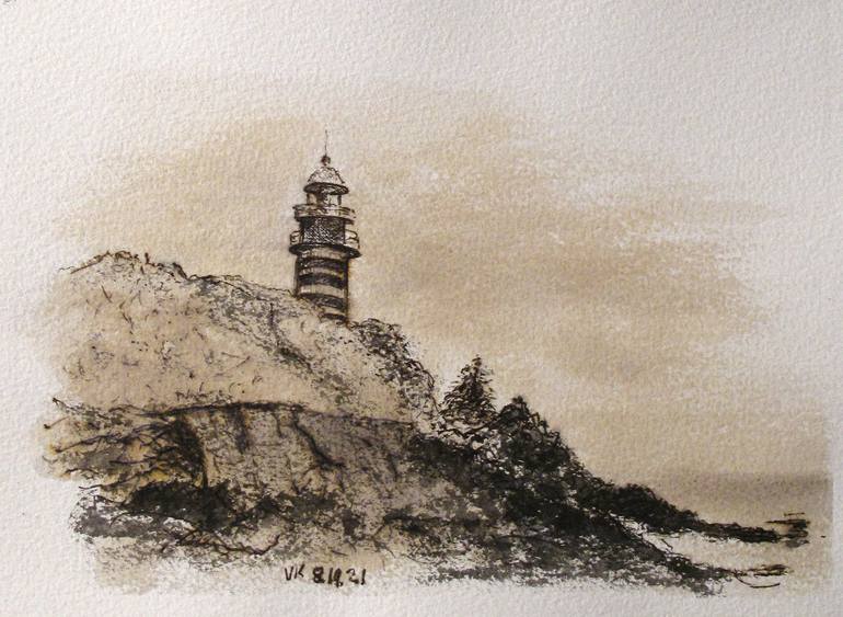 West Quoddy Head Lighthouse Drawing by V Kezerashvili | Saatchi Art